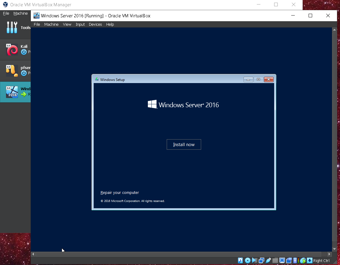 Installing Windows Server 2016 on Oracle VirtualBox · Mark Thompson Portfolio